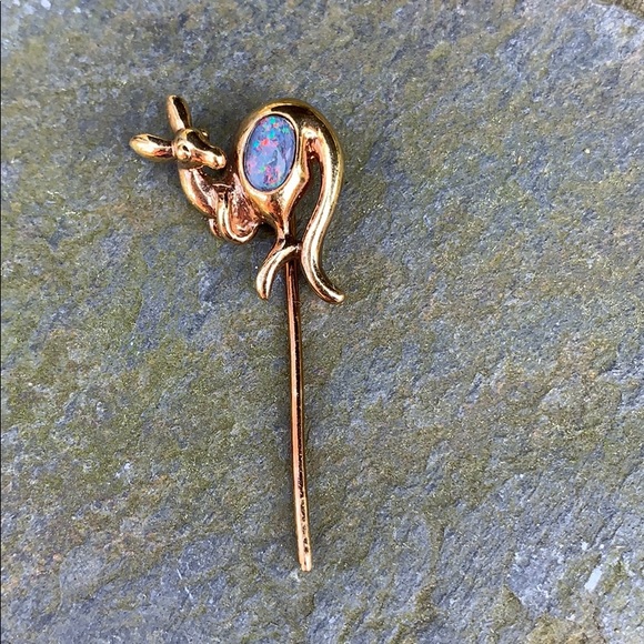 Jewelry | Vintage Gold Tone And Opal Kangaroo Stick Pin | Poshmark